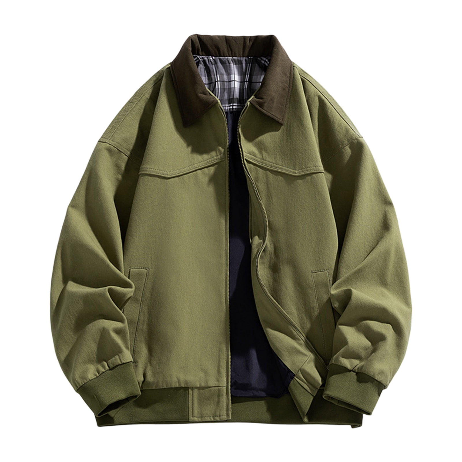 Fashion YLSDY Retro Men Loose Tops Stand Collar Color Blocking Coats ...