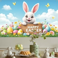 8x6FT Easter Backdrop Spring Garden Backdrop Easter Rabbit Eggs Pink ...