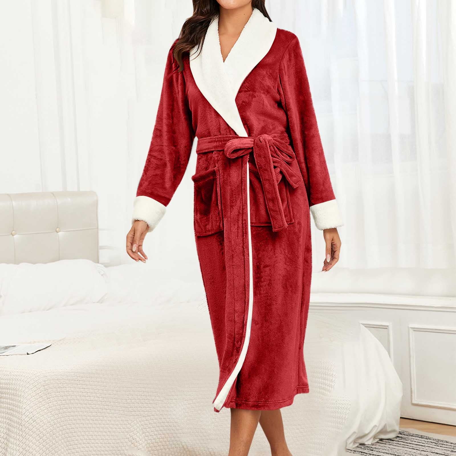 Abomasnow Thick Plush Robes for Women with Hooded Comfy Warm Fleece ...