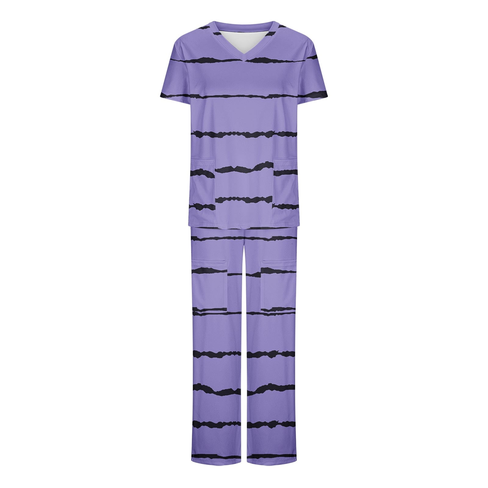 Deals of The Week,TMOYZQ Women's Scrubs Set Stripe Print Short Sleeve V ...