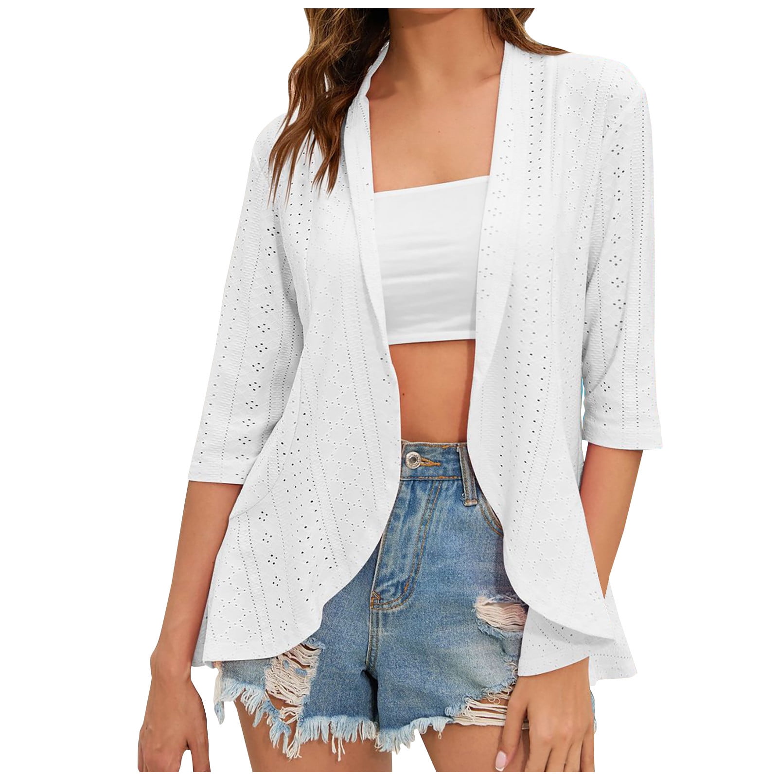 Deals of Today,Abomasnow Womens Summer Short Sleeve Eyelet Cardigan ...