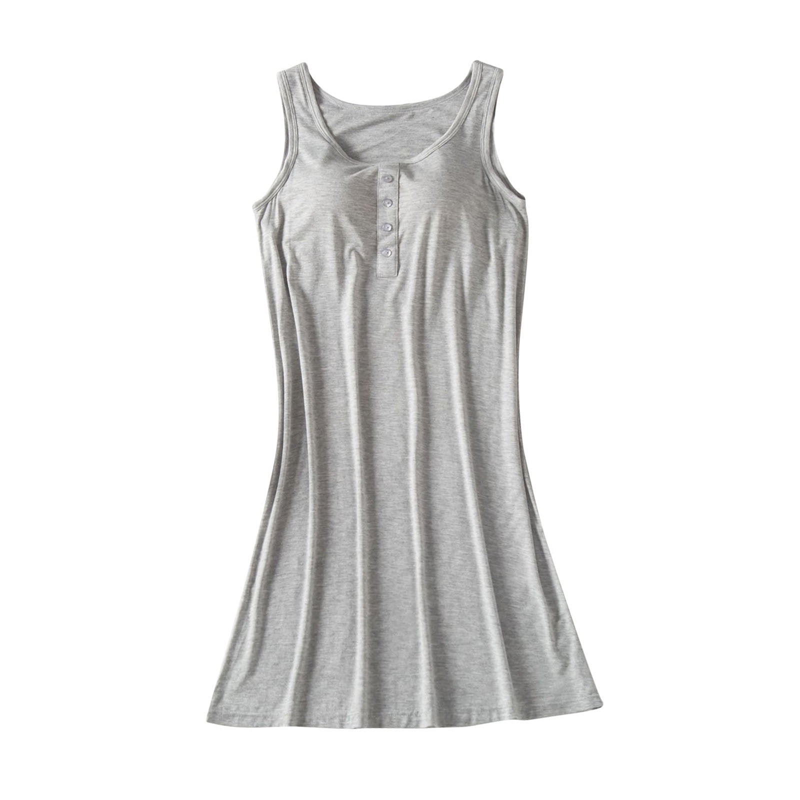 Miqool Nightgowns for Women with Built-in Bra Sleeveless Tank Sleep ...