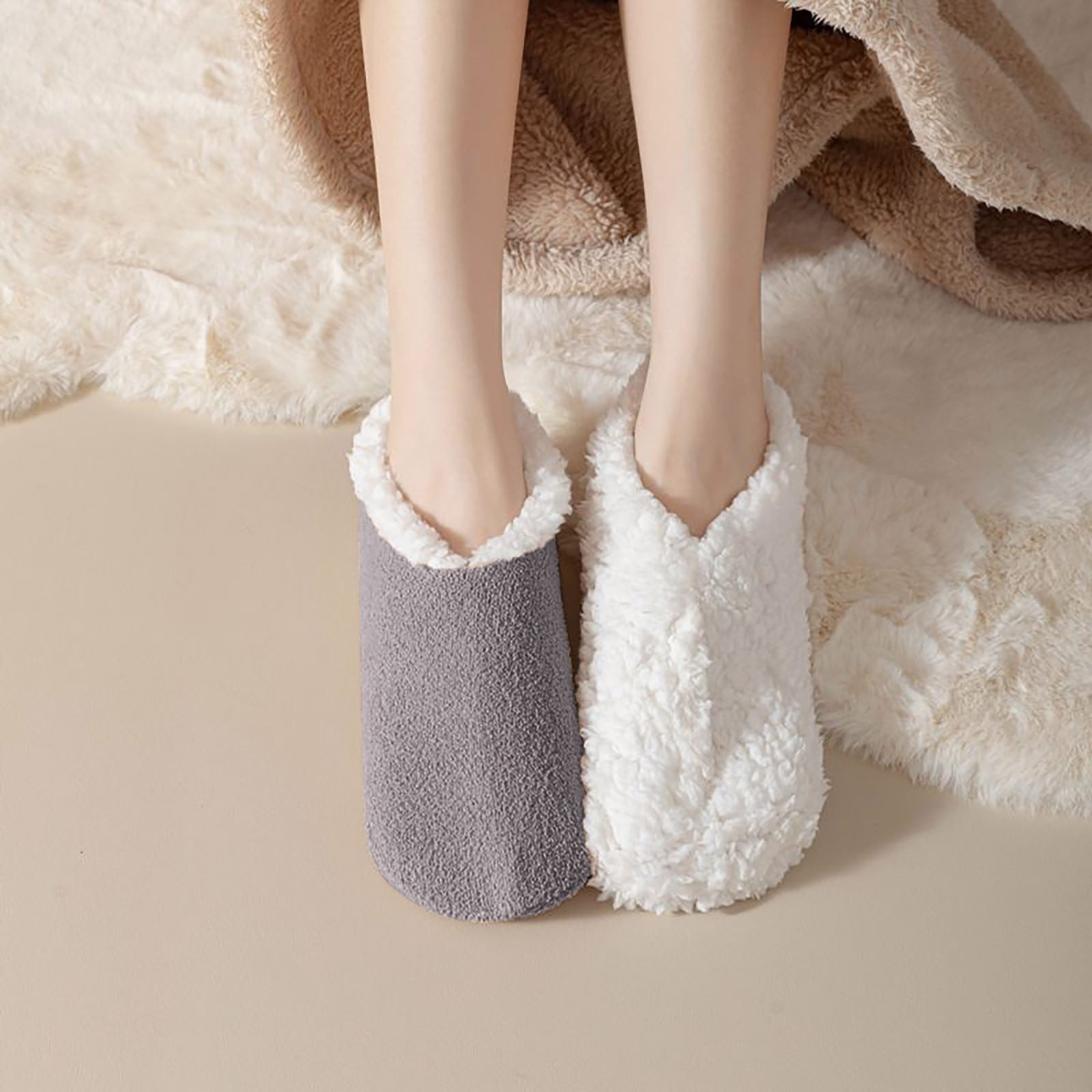 Deals of the Day Pitauce Womens Winter House Slipper Floor Socks Low Cut Soft Sole with Grippers ...