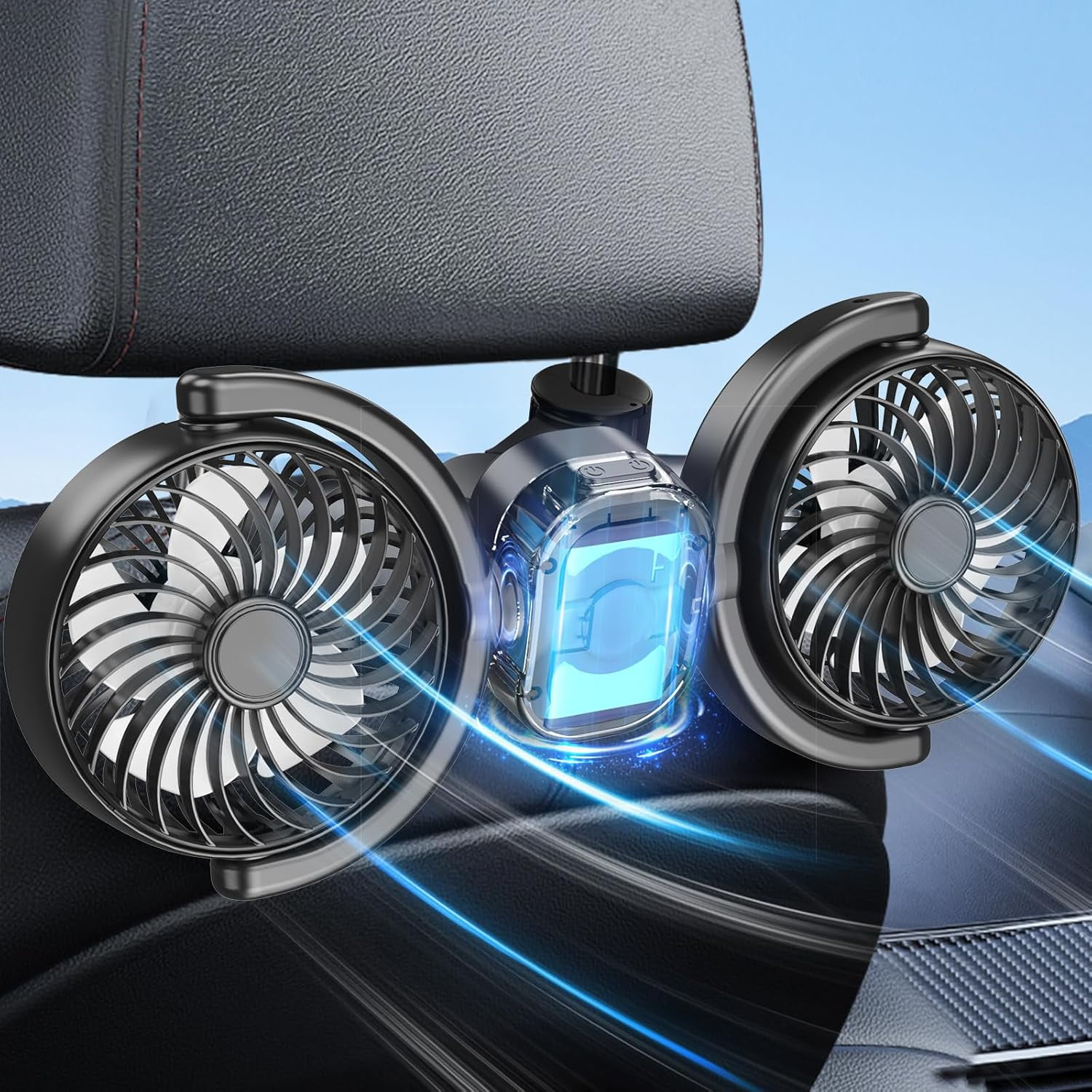 Dealswin Rechargeable Car Fan for Backseat Kids Baby, Battery and USB ...