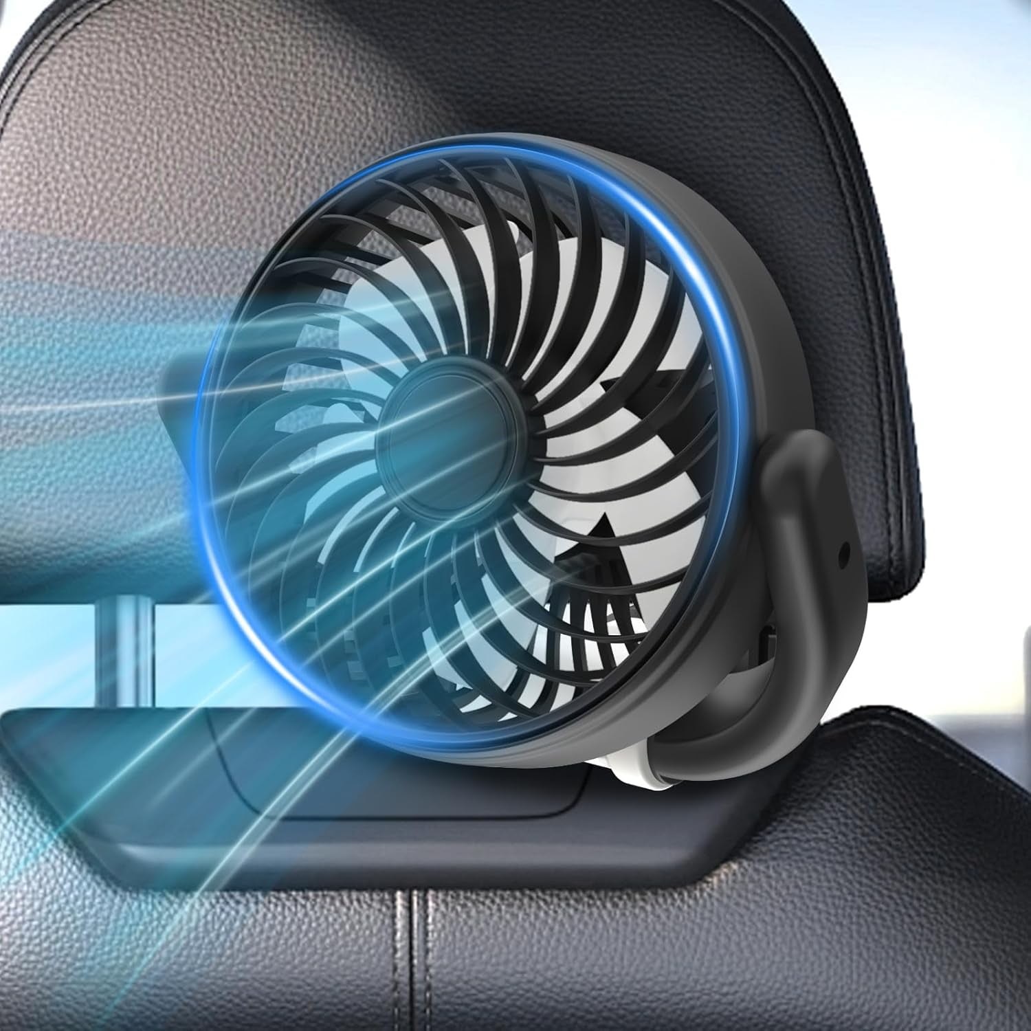 Dealswin Rechargeable Car Fan for Backseat Kids, USB and Battery ...