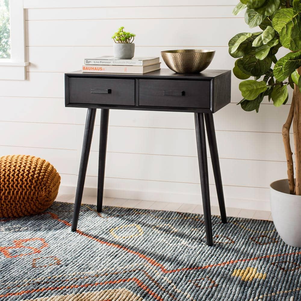 Dean 29 in. 2-Drawer Black Wood Console Table - Walmart.com