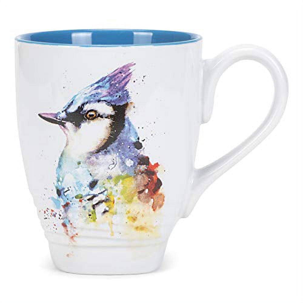 Dean Crouser Blue Jay Bird Watercolor Blue 16 ounce Glossy Ceramic ...