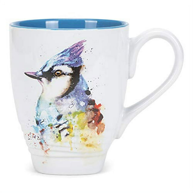 Dean Crouser Blue Jay Bird Watercolor Blue 16 ounce Glossy Ceramic ...