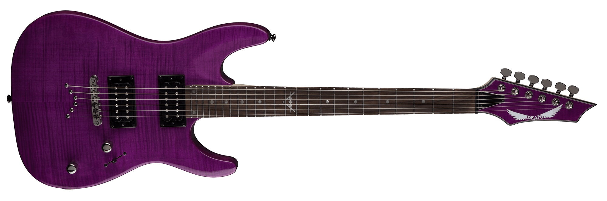 Dean 6 String Custom 350 Flame Maple Top Electric Guitar - Trans Purple ...