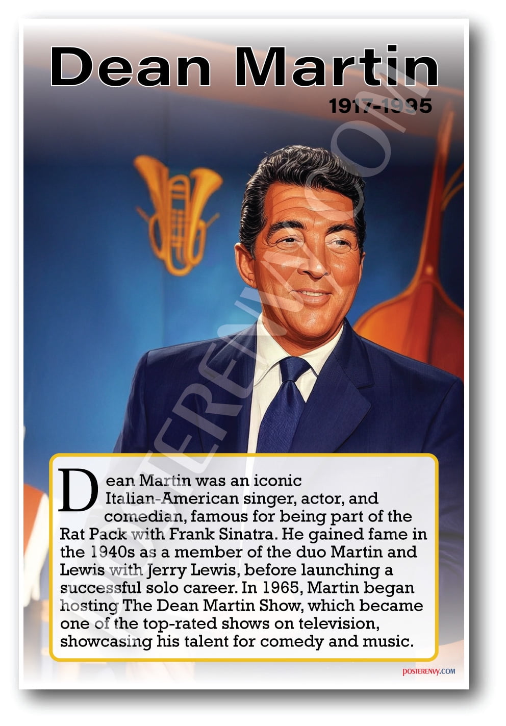Dean Martin - Singer & Actor - Biography Poster 18 x 12 inch - Walmart.com