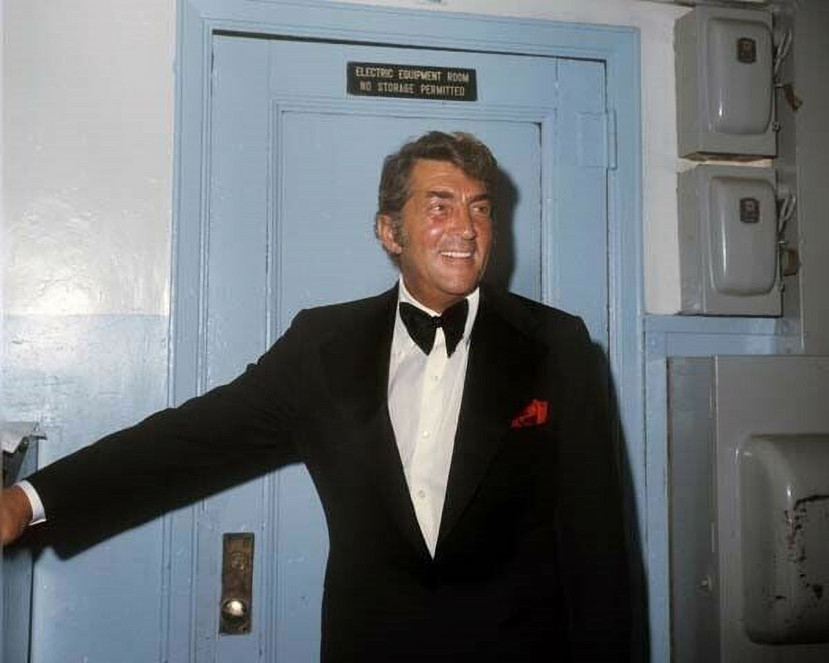 Dean Martin smiling in tuxedo backstage at Dean Martin Show set 8x10 ...