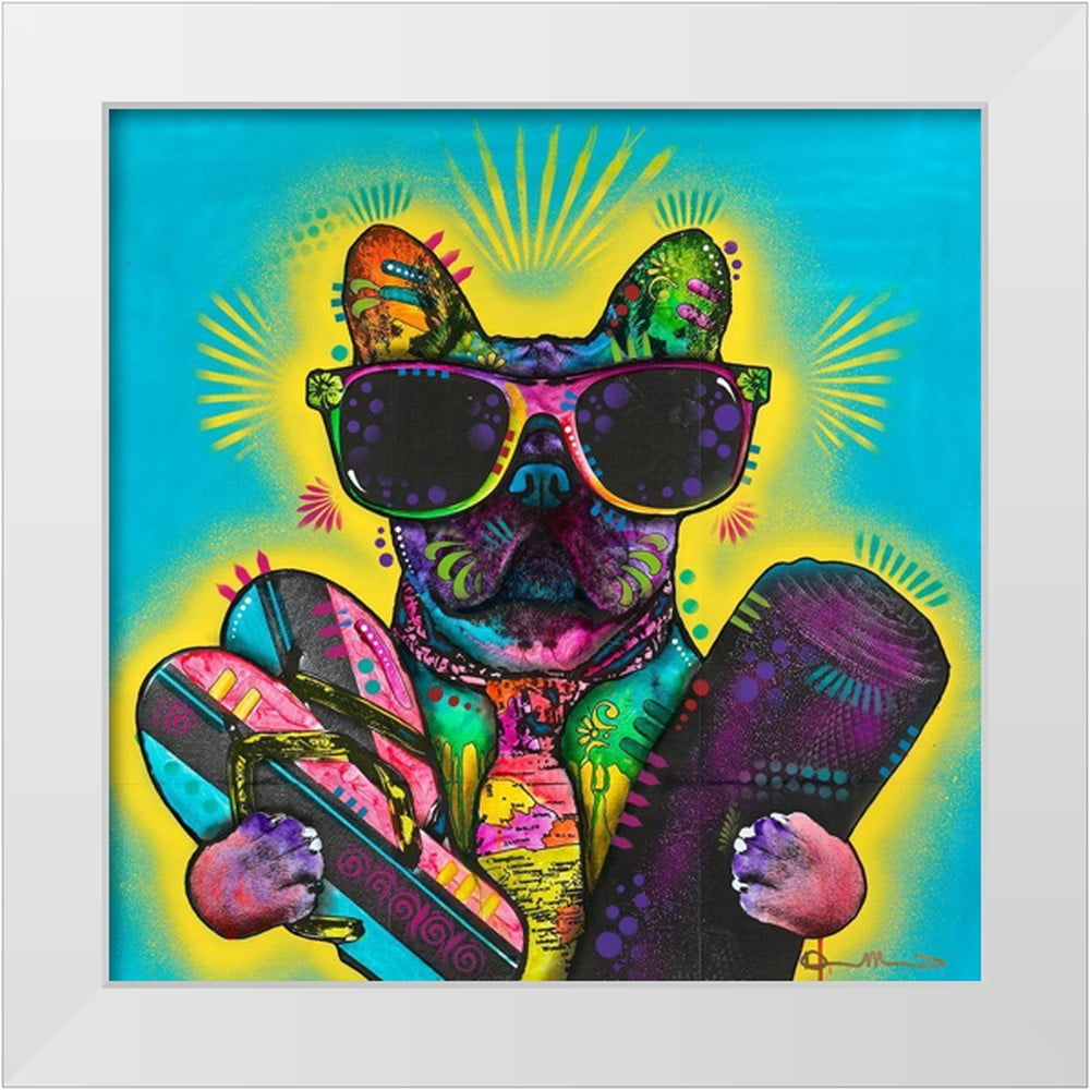 Dean Russo Collection 12x12 White Modern Wood Framed Museum Art Print Titled - Cool Pup 1 ...