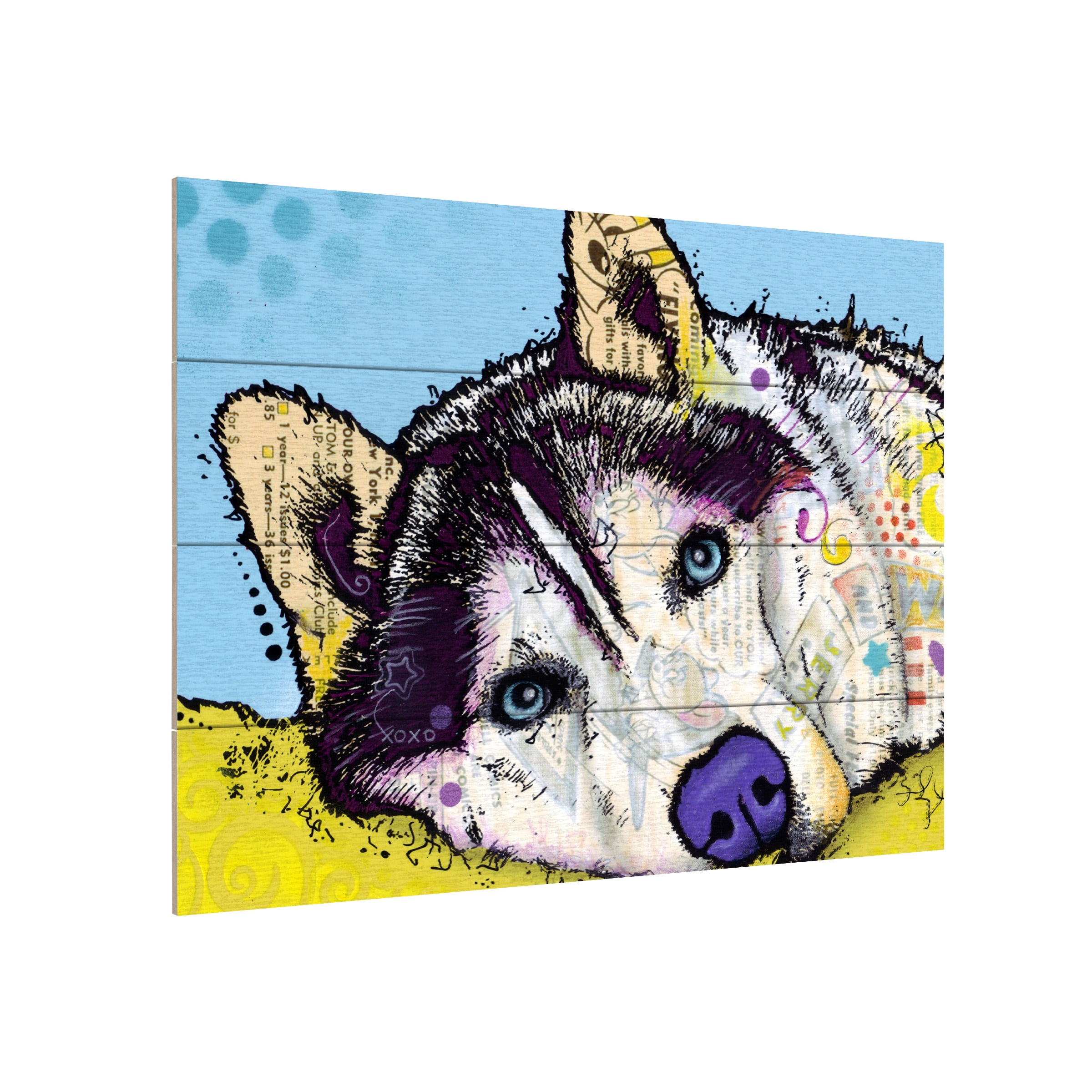 Dean Russo 'Siberian Husky II' Wood Slat Art - Walmart.com