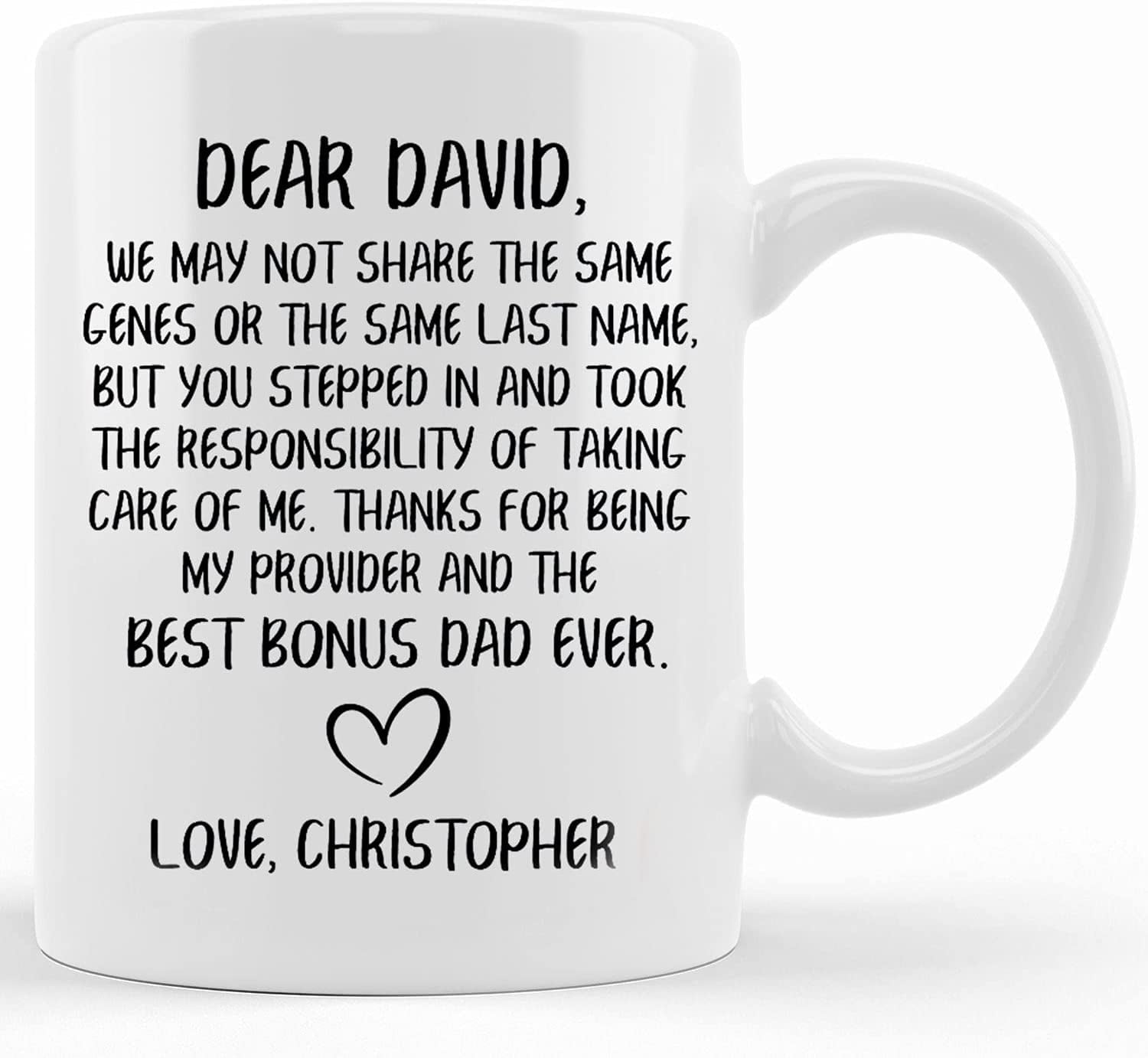 Dear Bonus Dad 3 Step Dad Coffee Mug, Father's Day Gift, Gift For Step ...