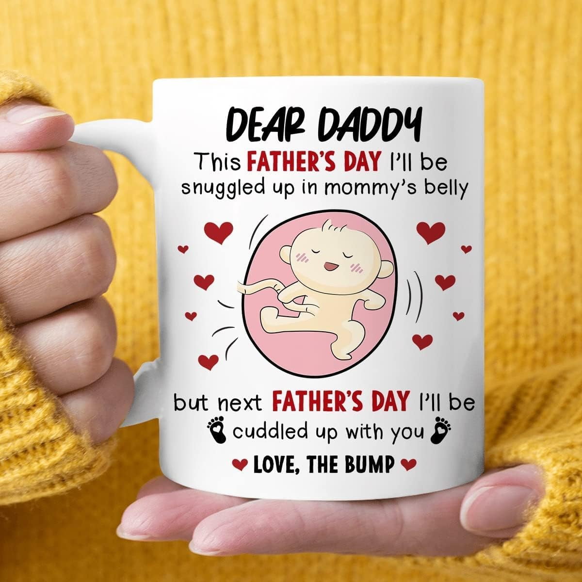 Dear Daddy From Bump Mug Happy Father's Day, First Fathers Day Baby's Sonogram Picture Mug This ...