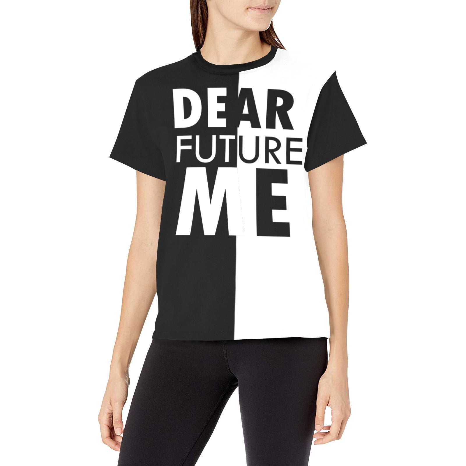 Dear Future Me Women's All Over Print Crew Neck T-Shirt (Model T40-2 ...