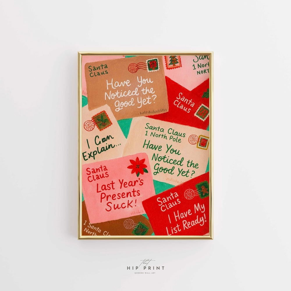 Dear Jolly Man Funny Noel Wall Art, Print Letters To Jolly Man Collage ...