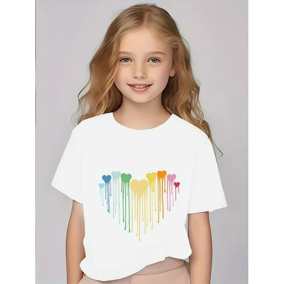 Dear Kids Short Sleeve Cartoon Heart Pattern Knit Tops, Breathable and ...