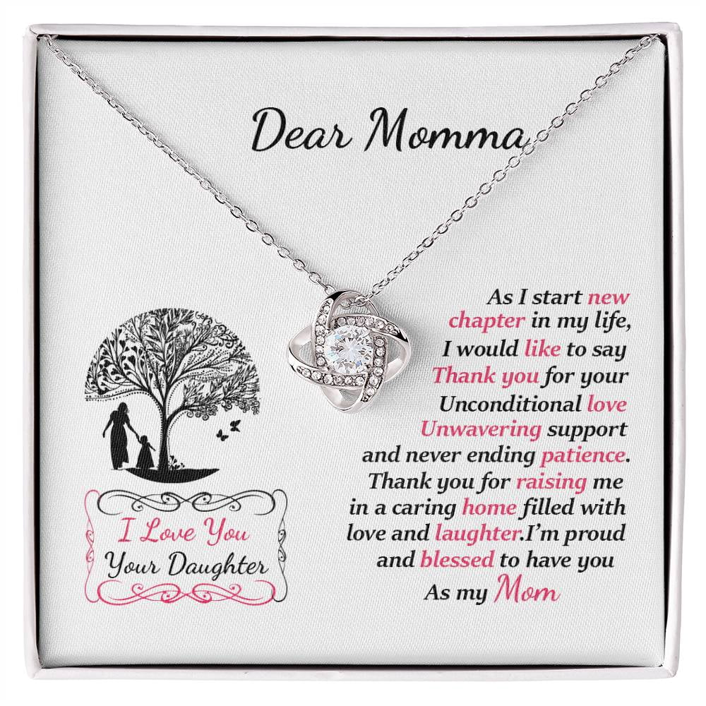 Dear Momma Gift for mother of the bride - Love Knot Necklace - Gift Box ...