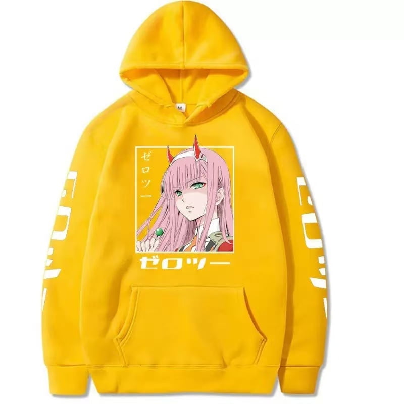 Dear No Franxx Zero Two Anime Graphic Print Hoodie - Black retro ...