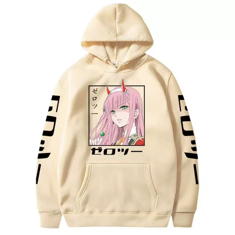 Dear No Franxx Zero Two Anime Graphic Print Hoodie - Black retro ...