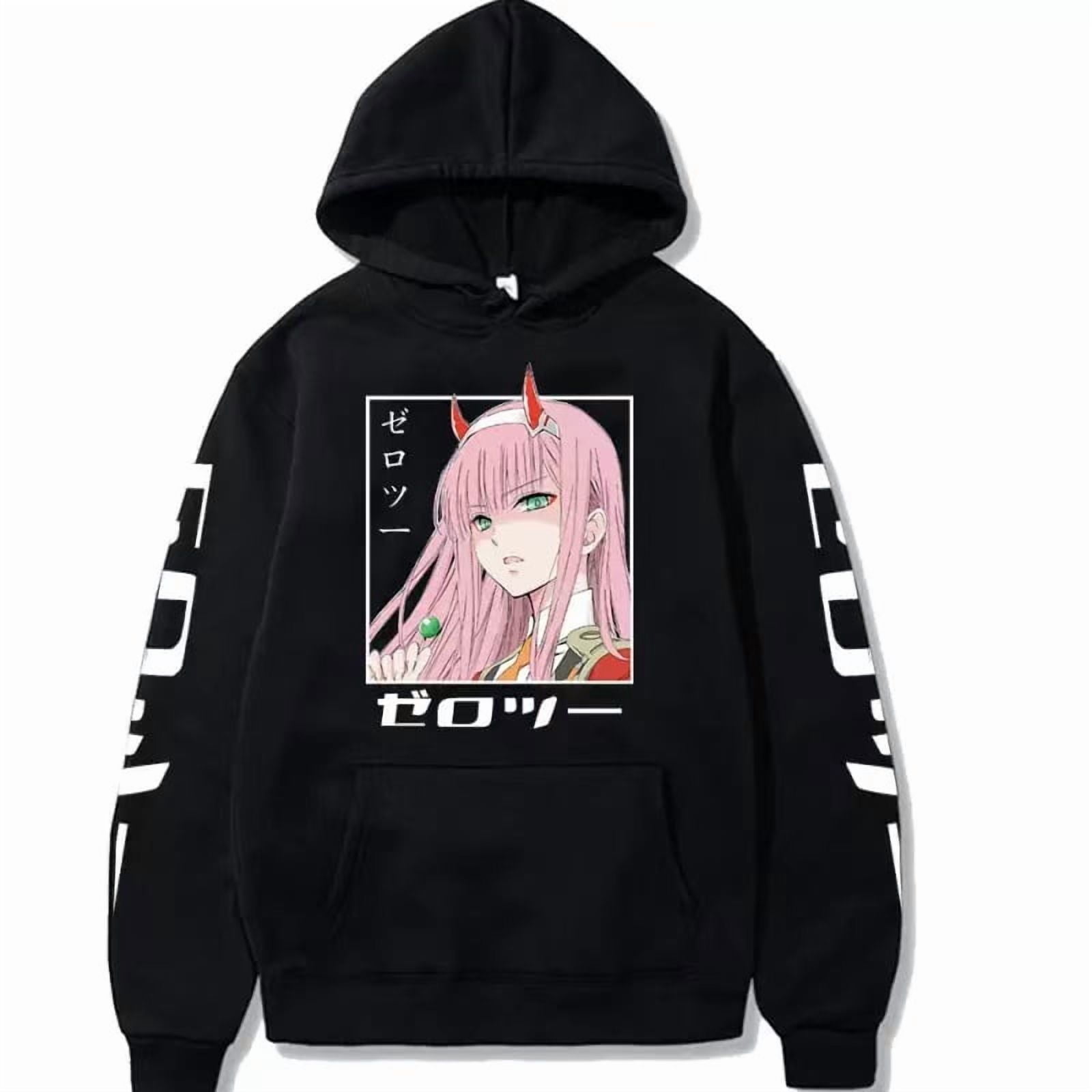 Dear No Franxx Zero Two Anime Graphic Print Hoodie - Black retro ...