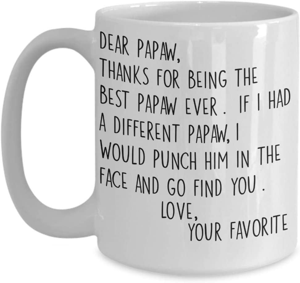 Dear Papaw Mug Hilarious Face Punch Fathers Day Idea From Grandchild ...