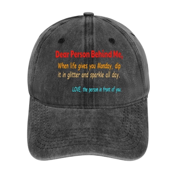 Dear Person Behind Me Charcoal Hat Adjustable Funny Fashion Unisex ...