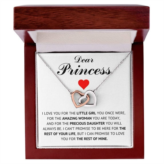 Dear Princess Necklace, Interlocking Hearts Necklace, Gift Box Included ...