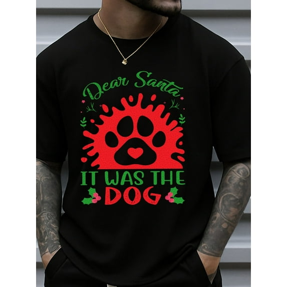 Dear Santa Dog Christmas graphic t shirts t shirts men 180G 100% Cotton ...