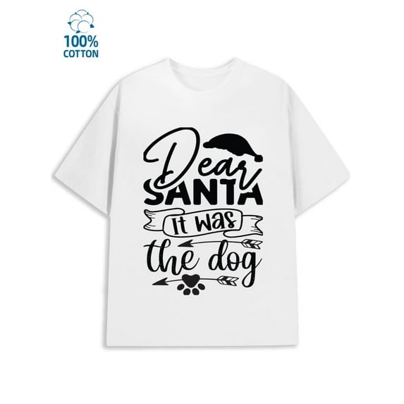 Dear Santa Dog men funny humor 180G 100% Cotton white husband husband ...