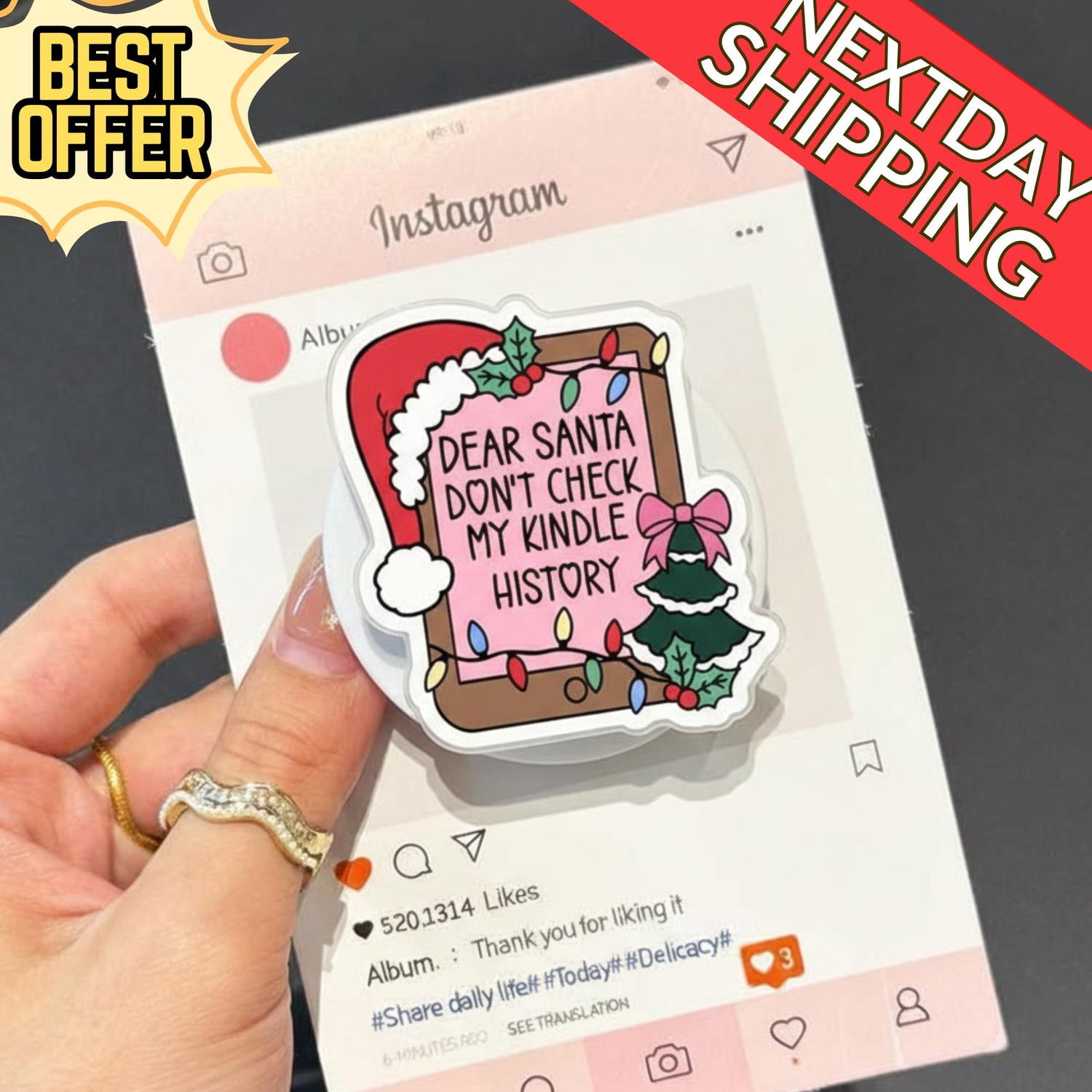 Dear Santa Don't Check My History Magnetic Phone Grip: Christmas ...