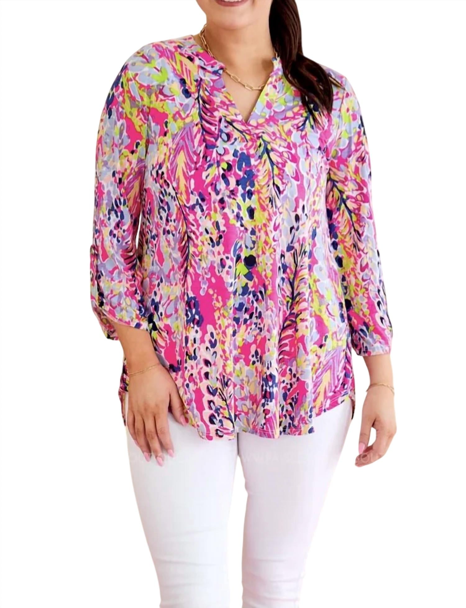 Dear Scarlett Abstract Print Lizzy Top - Walmart.com