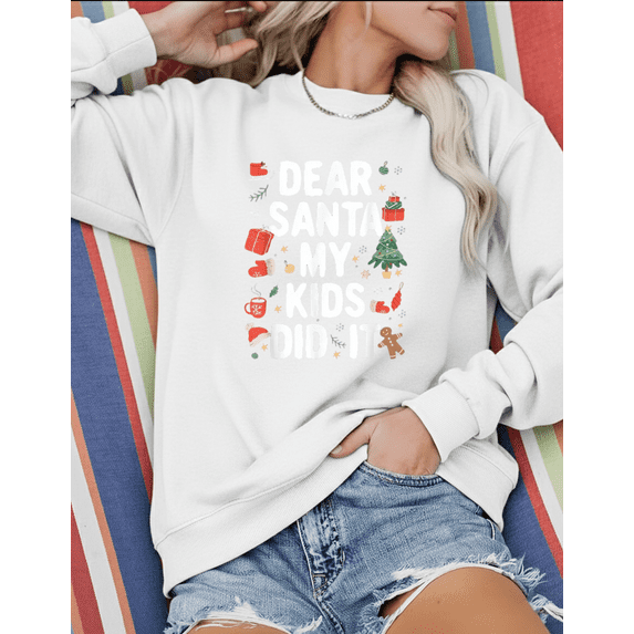 Dear St Nick My Kids Did It Funny Christmas Pajama Top Sweatshirt, for Men & Women, up to Size ...