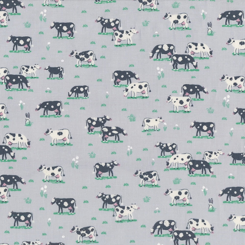 Dear Stella On The Farm Cows Gray 100% Cotton Fabric sold by the yard ...