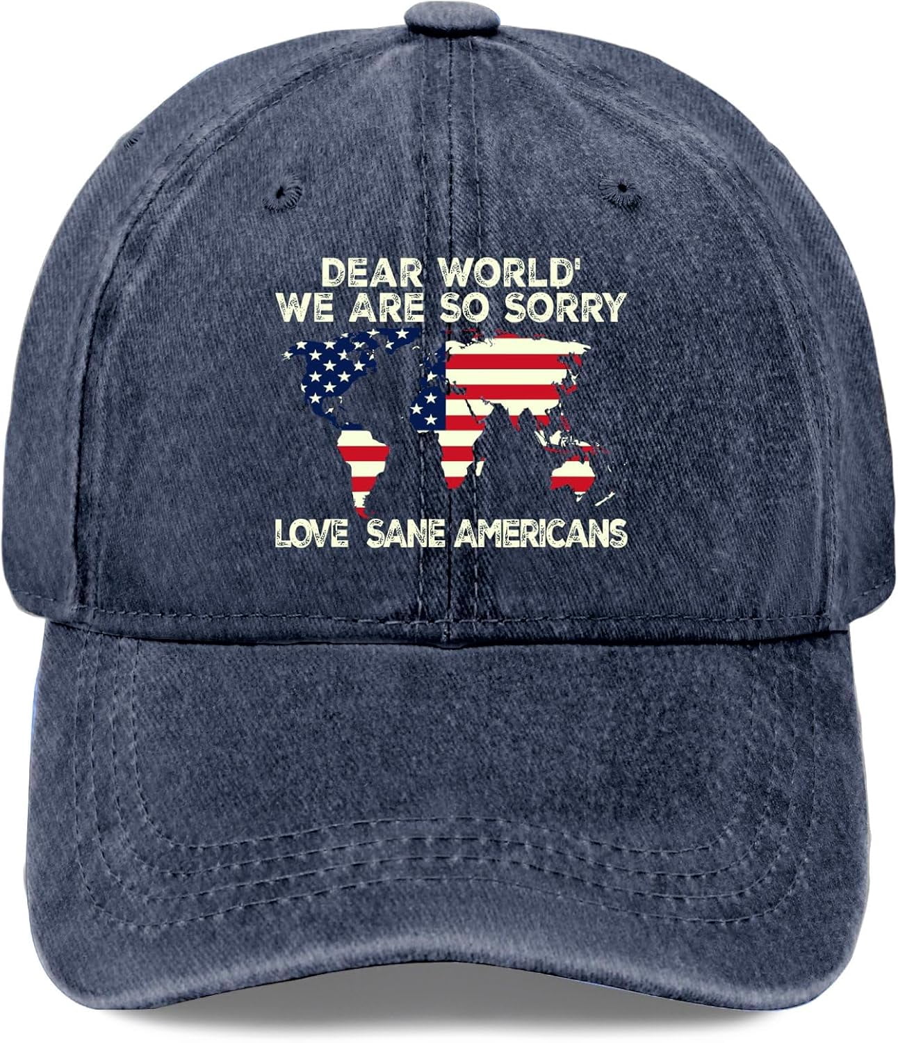 Dear World We'Re Sorry Us Flag Hats For Men Soft Washed Distressed ...