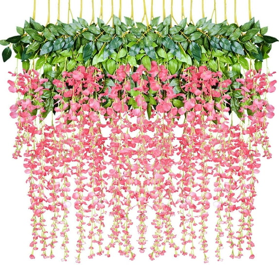 DearHouse 12 Pack 1 Piece 3.6 Feet Artificial Fake Wisteria Vine Ratta ...