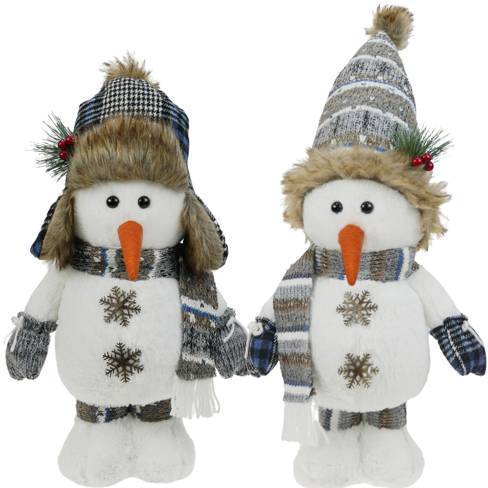 DearSun Set of 2, 17" H Standing Christmas Snowman Soft Stuffed Plush ...