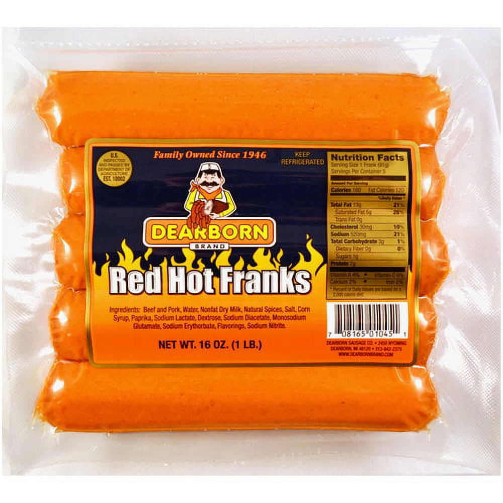 Dearborn Brand Red Hot Franks, 16 oz - Walmart.com