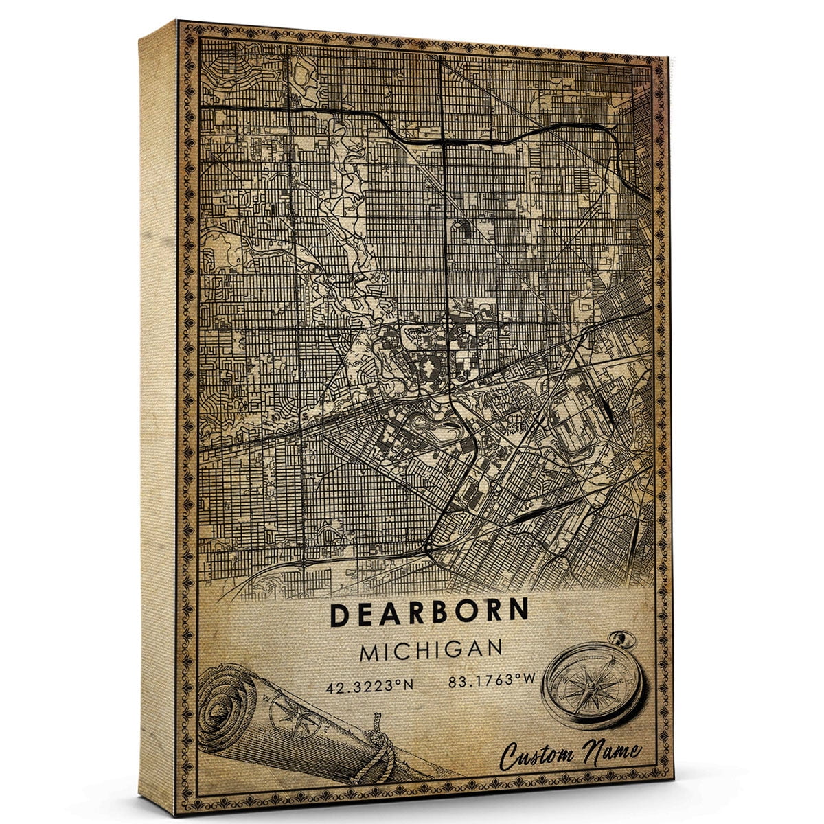 Dearborn Map Poster, Michigan Map Art Poster, Canvas, Dearborn Map City ...