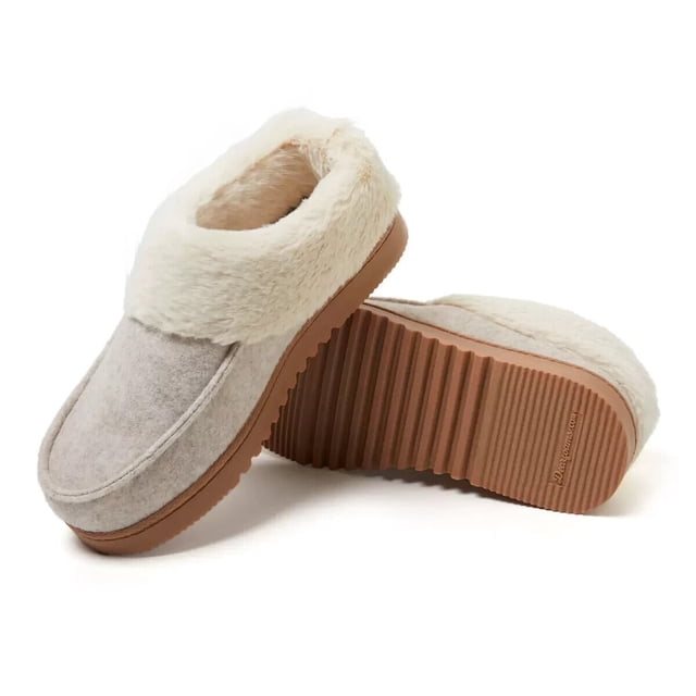 Dearfoam Ladies House Shoes - Clog Slipper Oatmeal Heather - Walmart.com