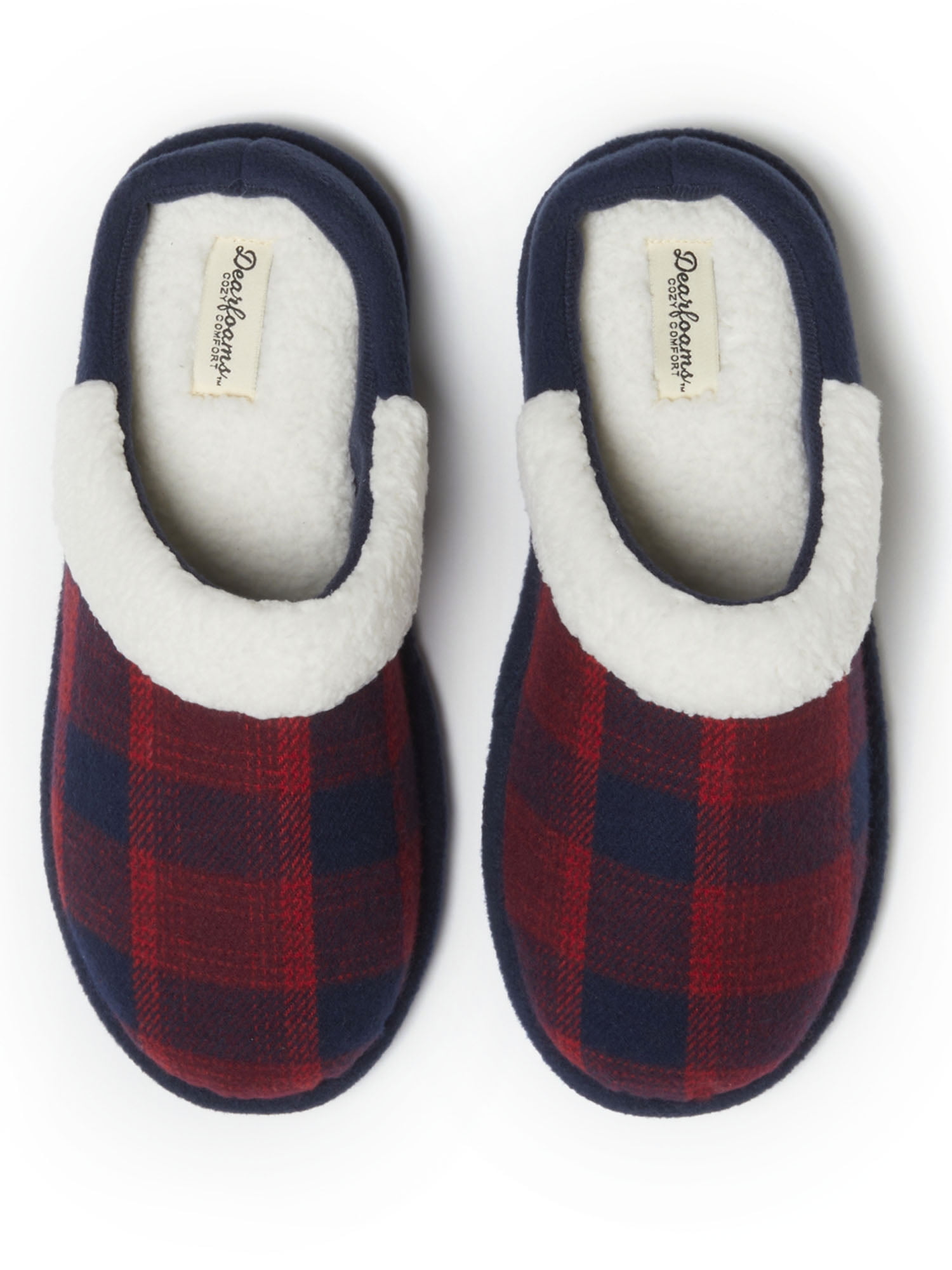 Dearfoams Cozy Comfort Unisex Plaid House Slippers, Machine Washable ...