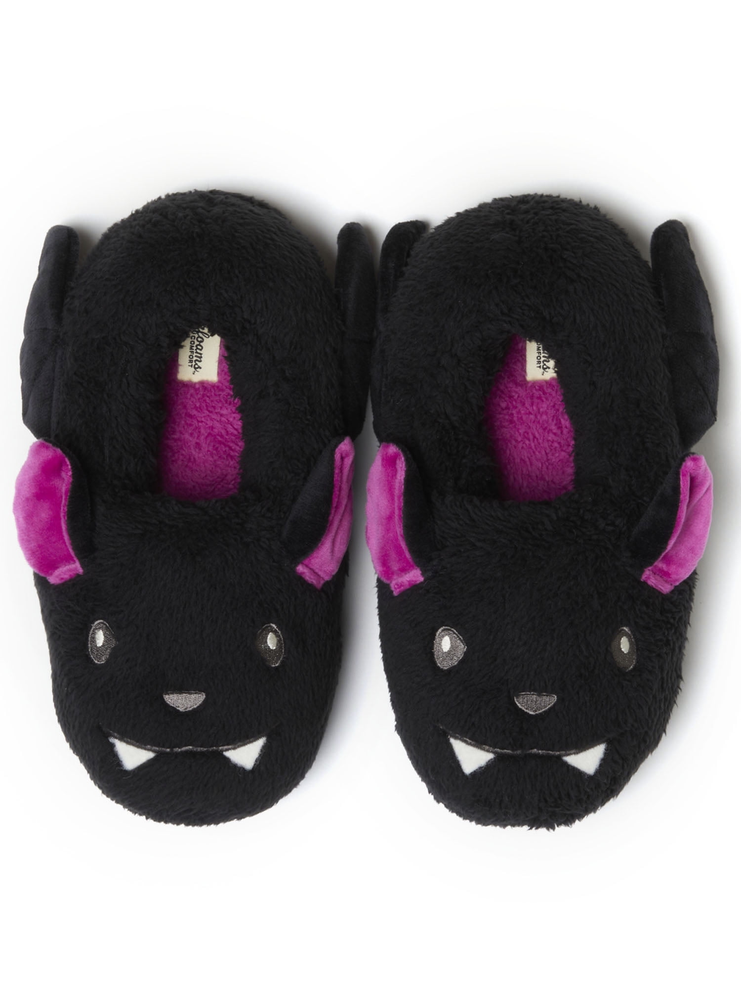 Dearfoams Cozy Comfort Halloween Unisex Black Cat Closed Back Slippers ...