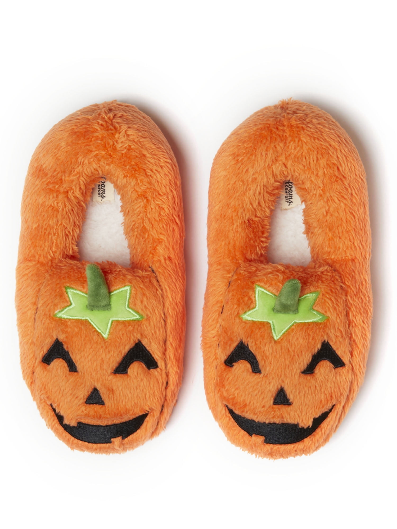 Dearfoams Cozy Comfort Halloween Unisex Pumpkin Closed Back Slippers ...