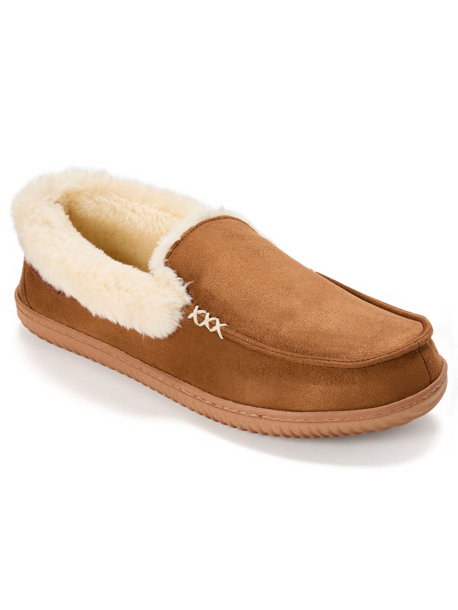 Dearfoams Cozy Comfort Men's Cuffed Moccasin Slippers - Walmart.com