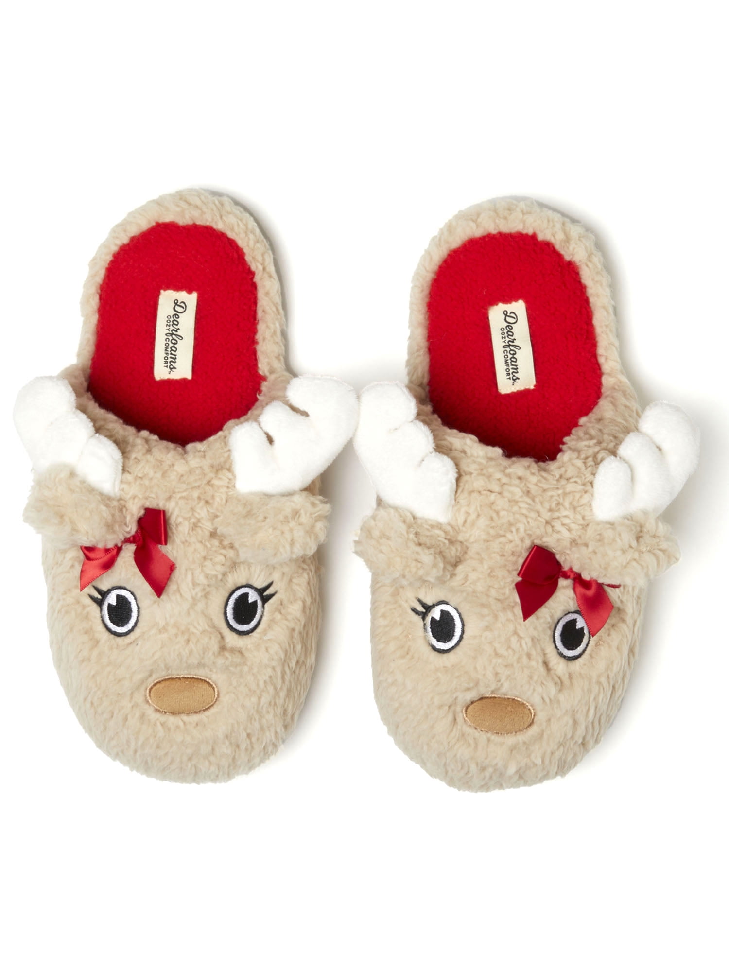 Dearfoams Cozy Comfort Unisex Reindeer Critter Scuff Slippers - Walmart.com