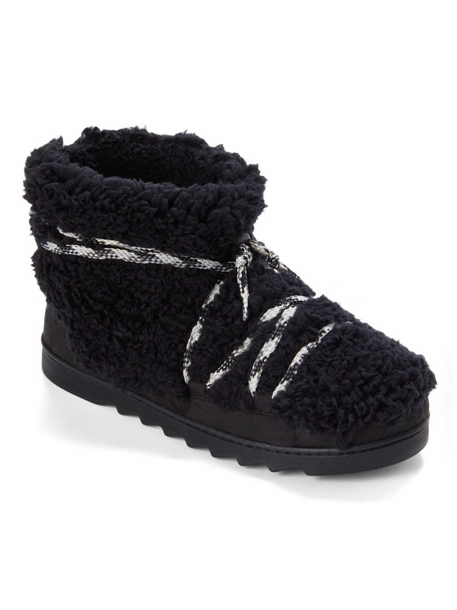 Dearfoams Cozy Comfort Women's Lace Up Teddy Slipper Booties - Walmart.com