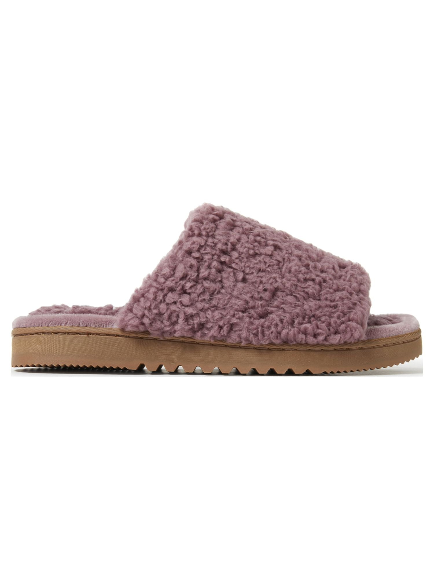 Dearfoams Cozy Comfort Women's Teddy Pile Open Toe Scuff Slippers ...