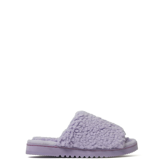 Dearfoams Cozy Comfort Women's Teddy Pile Open Toe Scuff Slippers ...