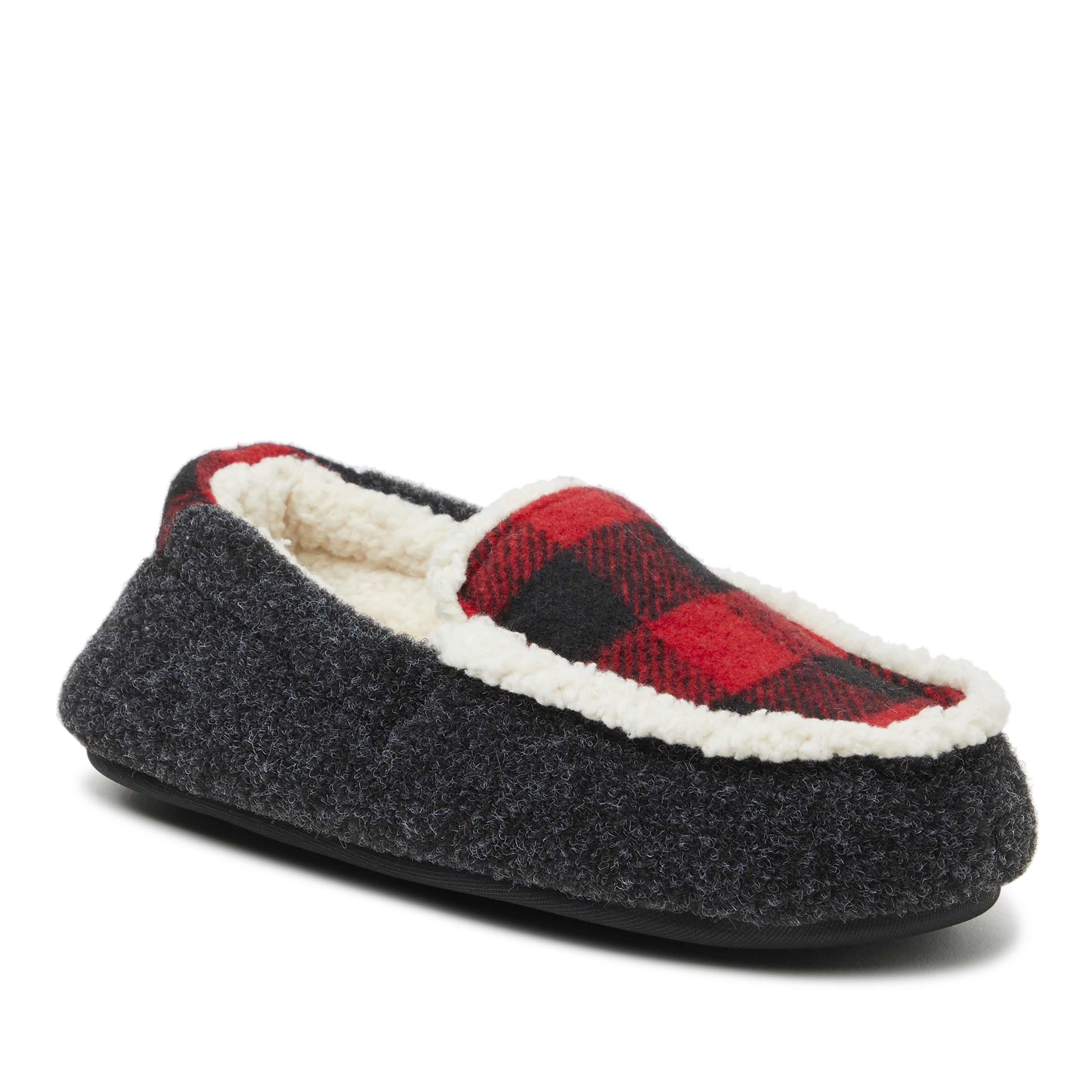 Dearfoams Kid's Hunter Plaid Fabric Moccasin House Slipper - Walmart.com